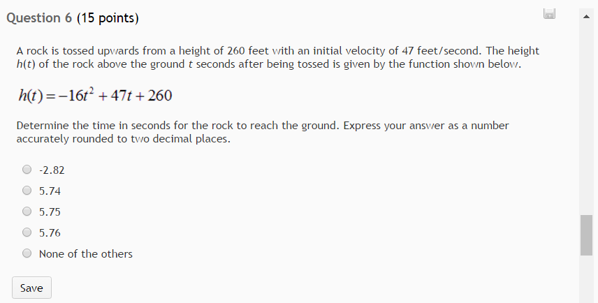 Solved A rock is tossed upwards from a height of 260 feet | Chegg.com