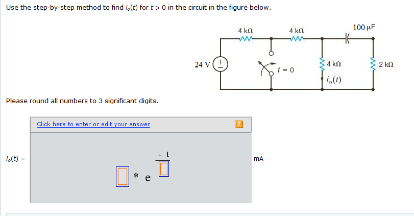 Solved Use the step-by-step method to find i_o(t) for t > 0 | Chegg.com