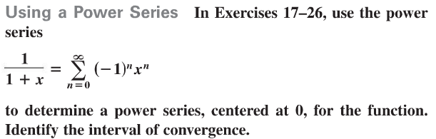 Solved Using a Power Series In Exercises 17-26, use the | Chegg.com