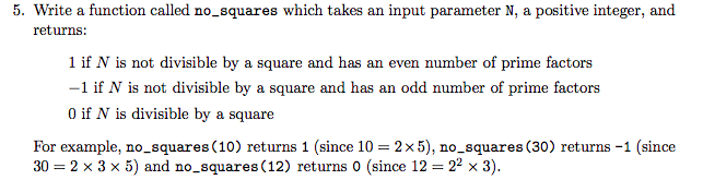 Solved 5. Write a function called no_squares which takes an | Chegg.com