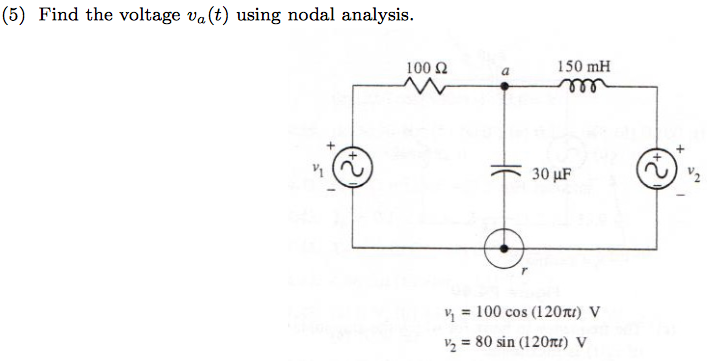 Solved Find the voltage v_a(t) using nodal analysis. | Chegg.com