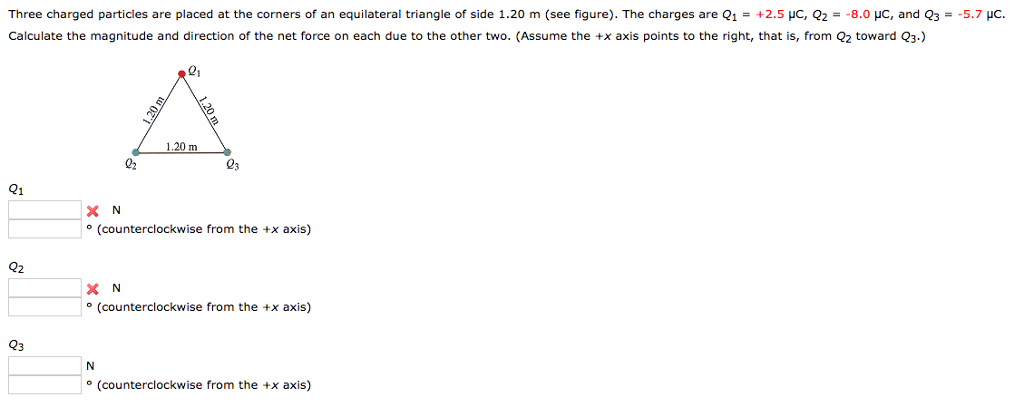 Solved Three charged particles are placed at the corners of | Chegg.com