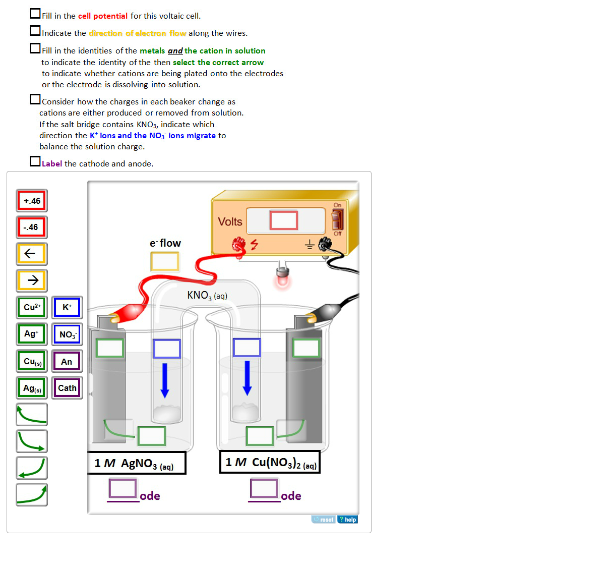 Solved Fill in the cell potential for this voltaic cell. | Chegg.com