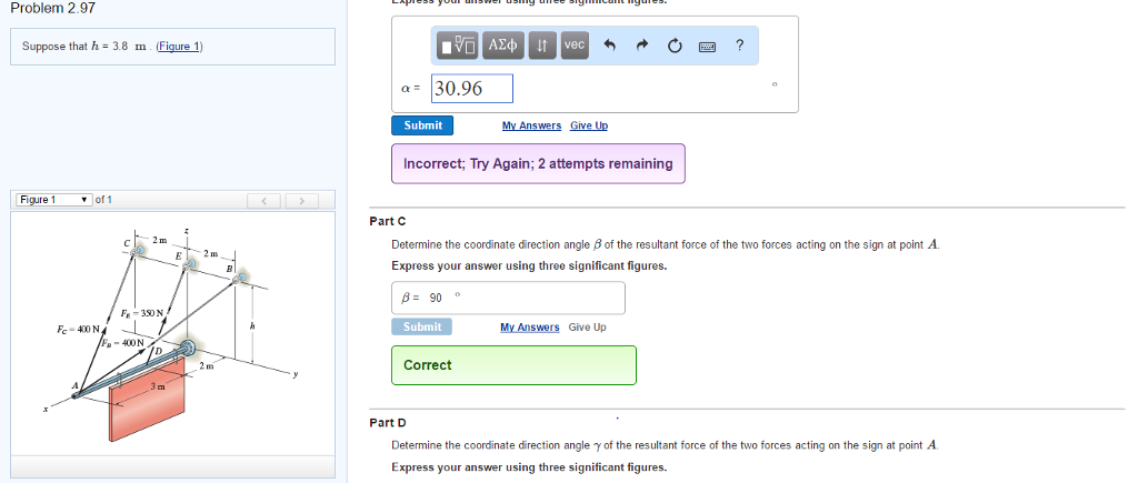 Solved Suppose that h = 3.8 m. (Figure 1) Determine the | Chegg.com