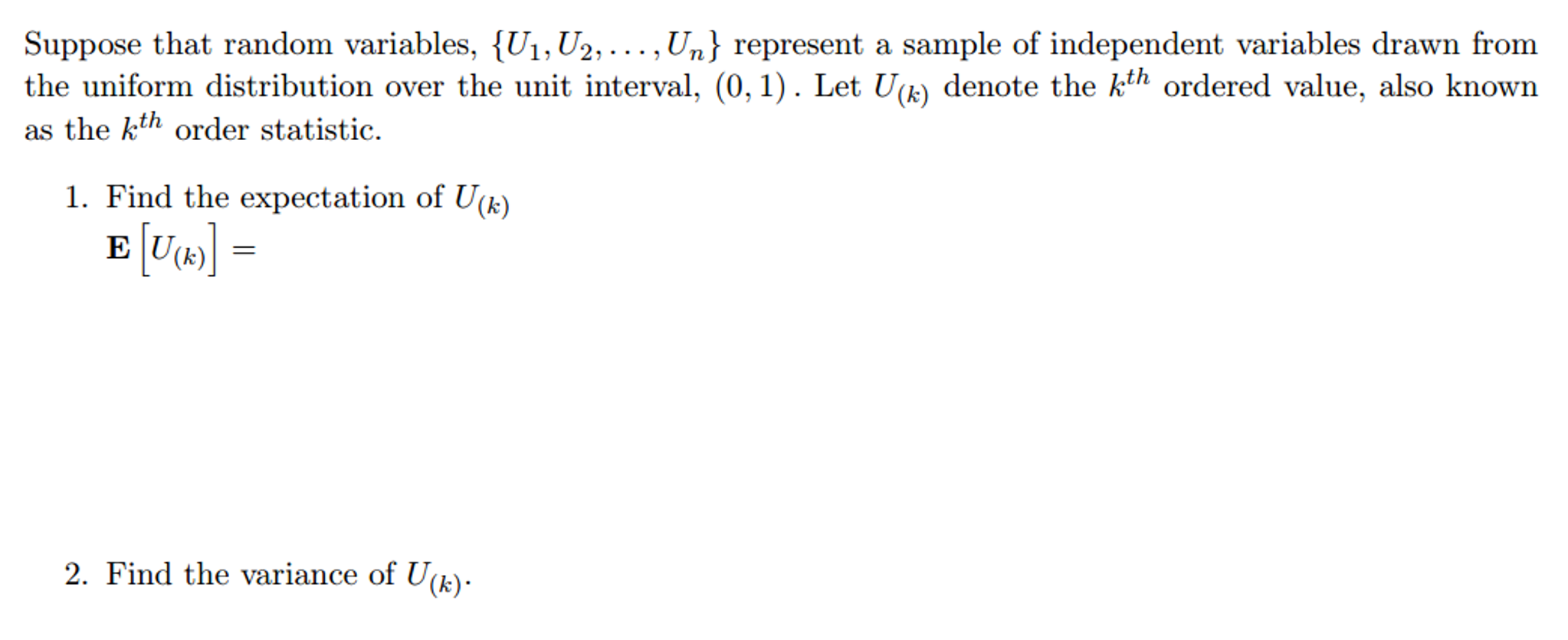 Solved Suppose that random variables, {U_1, U_2, ..., U_n) | Chegg.com
