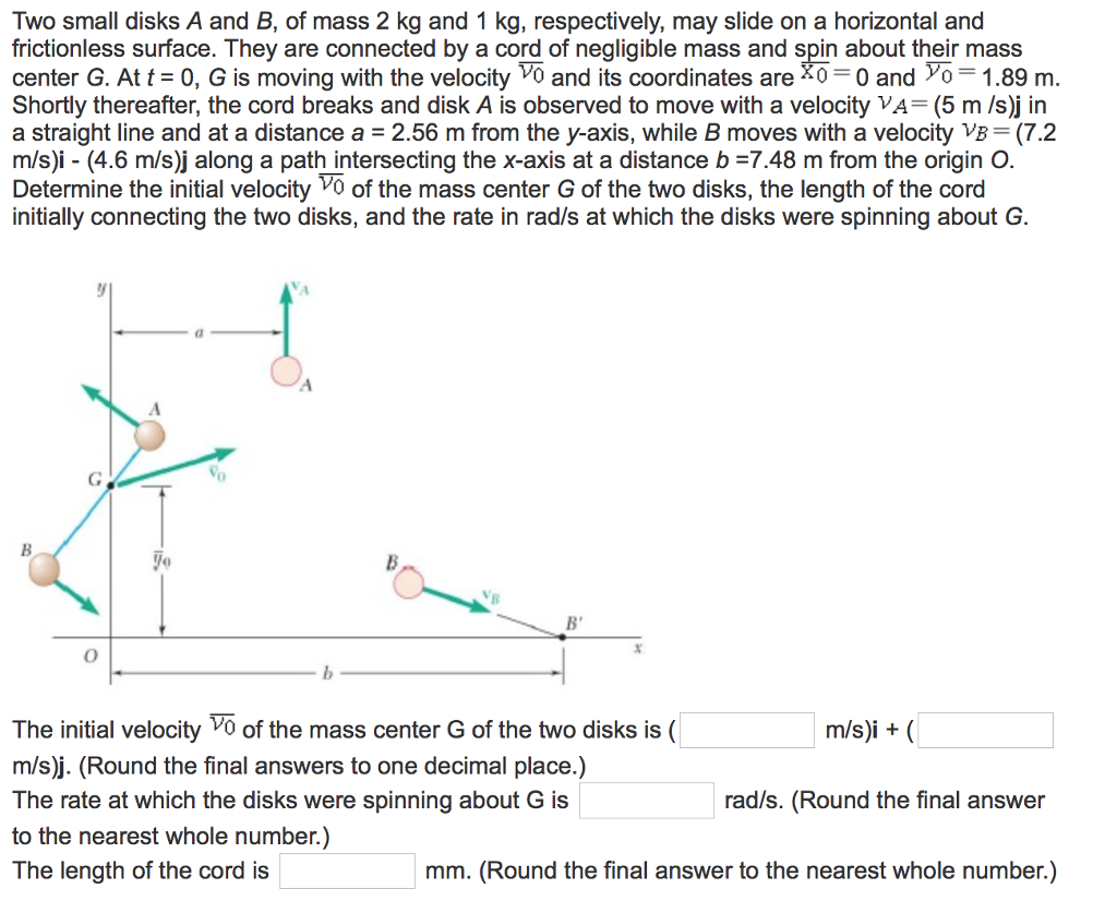 Solved Two small disks A and B, of mass 2 kg and 1 kg, | Chegg.com