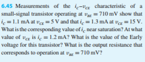 Solved Measurements of the iC- vCE characteristic of a | Chegg.com