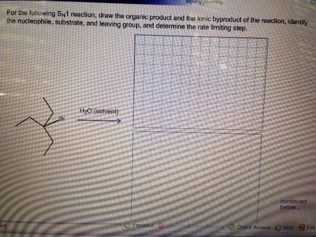 Solved for the following SN1 reaction, draw the organic | Chegg.com Solved for the following SN1 reaction, draw the organic | Chegg.com