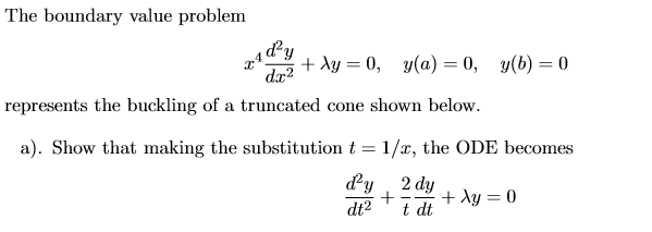 Solved The boundary value problem x^4 d^2 y/dx^2 + lambda y | Chegg.com