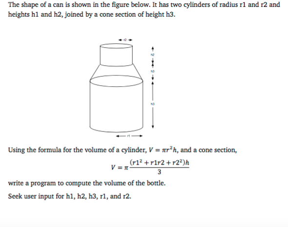 Solved The shape of a can is shown in the figure below. It | Chegg.com
