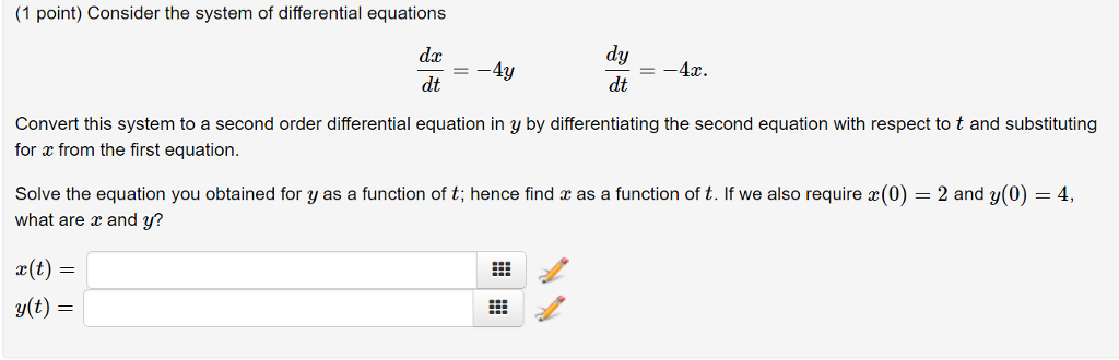 Solved Consider the system of differential equations dx/dt | Chegg.com