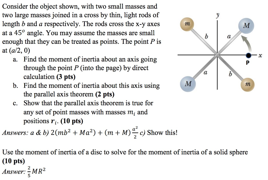 Solved M Consider the object shown, with two small masses | Chegg.com