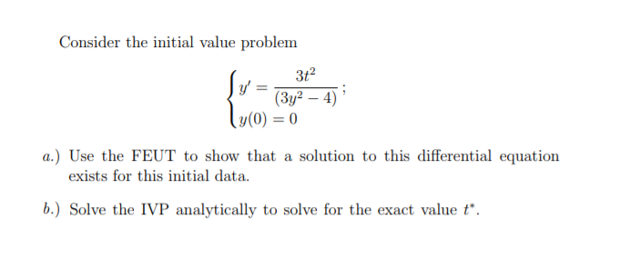 Solved Consider the initial value problem y' y(0) = 0 3t2 | Chegg.com