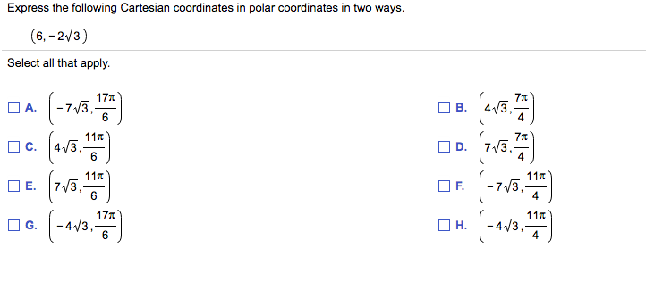 Solved Express The Following Cartesian Coordinates In Polar