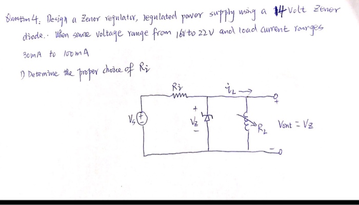 Solved Design a Zener regulator, regulated power supply | Chegg.com