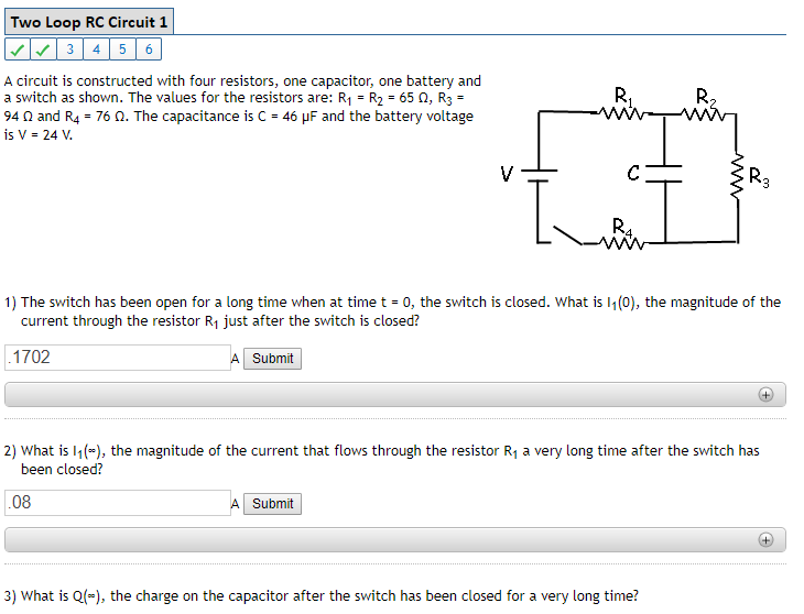 Solved Two Loop RC Circuit 1 A circuit is constructed with | Chegg.com