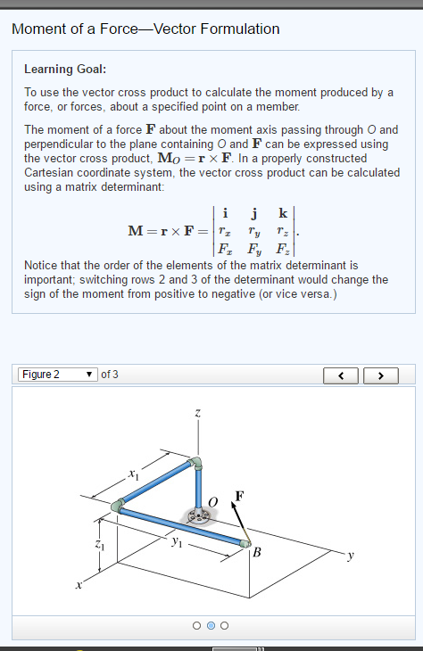 Solved Part B - Moment due to a force specified as a | Chegg.com Solved Part B - Moment due to a force specified as a | Chegg.com