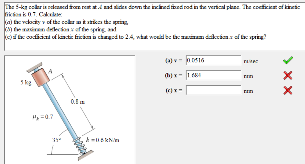 Solved The 5-kg collar is released from rest at A and slides | Chegg.com