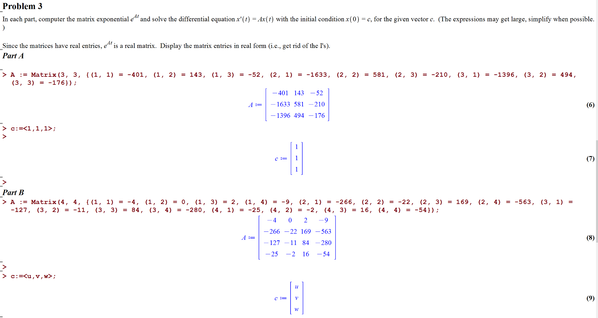 In each part, computer the matrix exponential e^At | Chegg.com