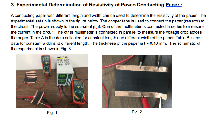 Solved 3. Experimental Determination of Resistivity of Pasco | Chegg.com
