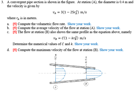 Solved A convergent pipe section is shown in the figure. At | Chegg.com