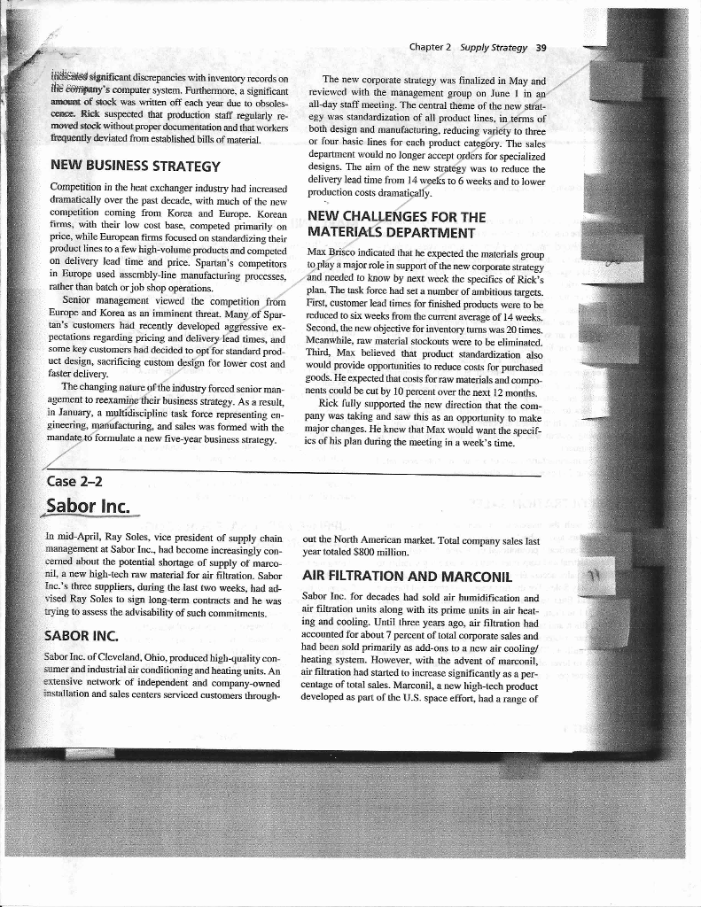 Solved Hi , I need help with the studying of Sabor Inc | Chegg.com