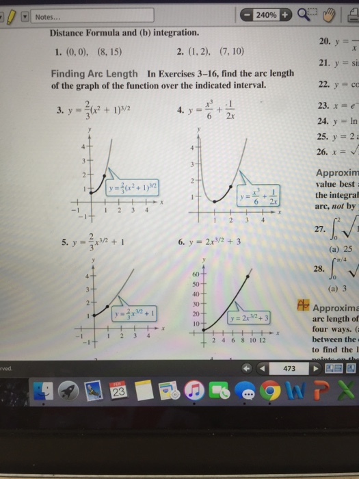 Solved Distance Formula and (b) integration. (0,0), (8,15) | Chegg.com