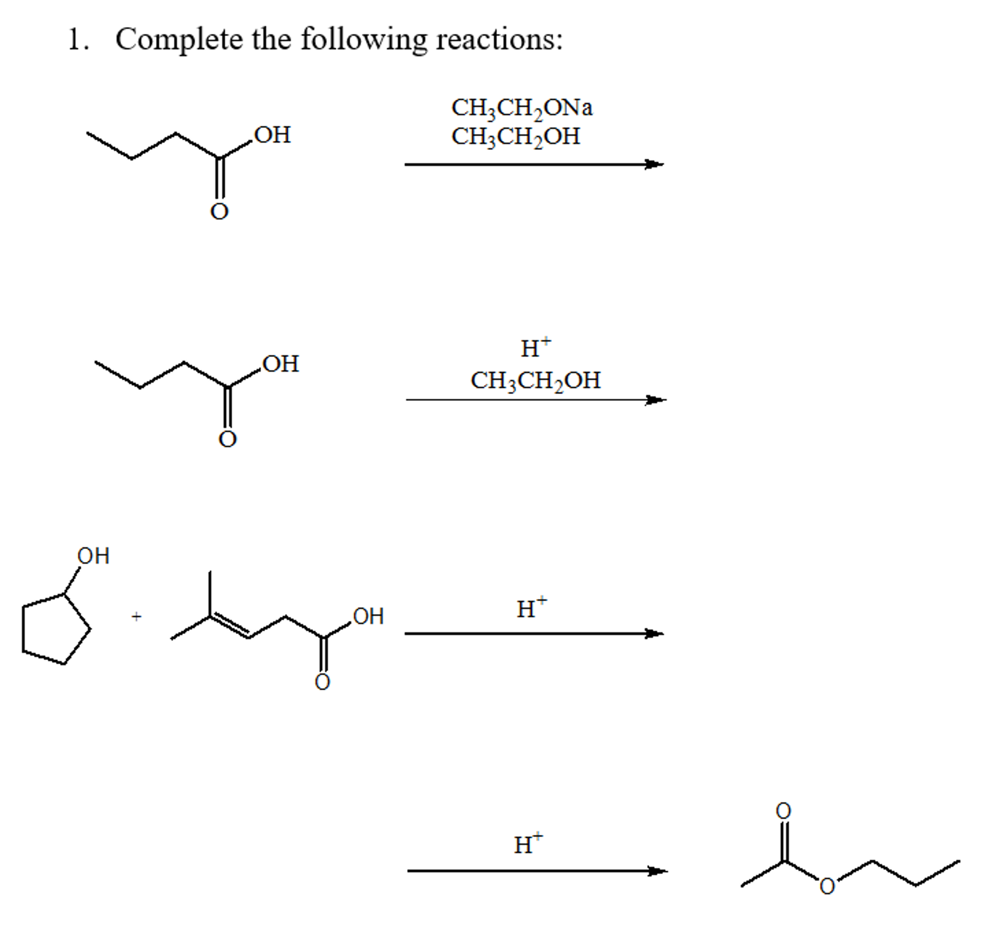 Solved Complete the following reactions: Draw the complete | Chegg.com