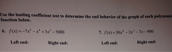 Solved Use the leading coefficient test to determine the end | Chegg.com