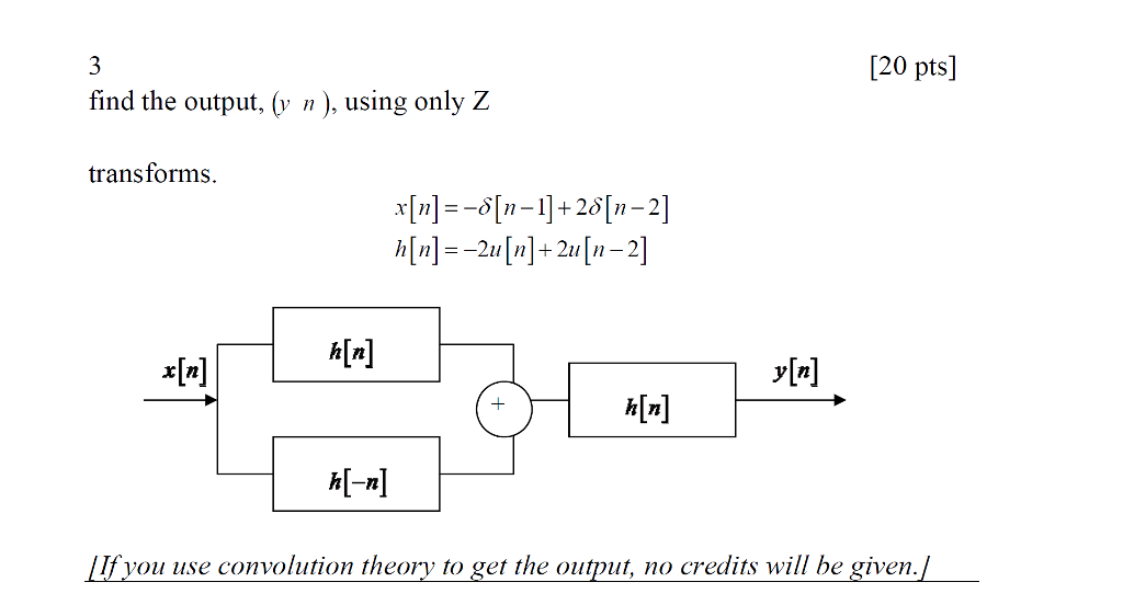 Solved [20 Pts] Find The Output Y N Using Only Z