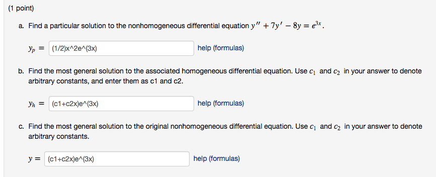 Solved Find a particular solution to the nonhomogeneous | Chegg.com
