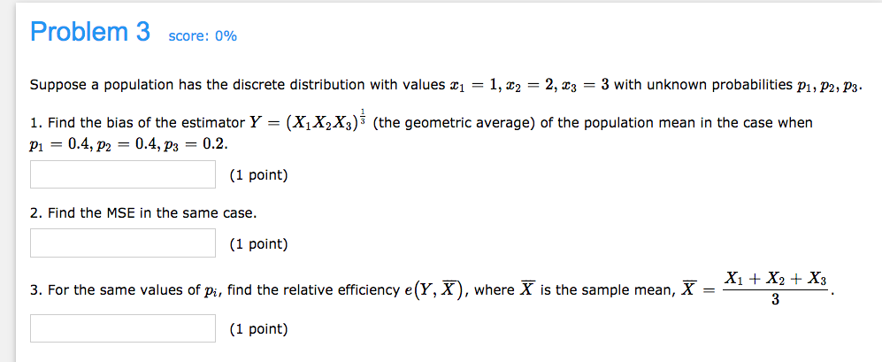 Solved Problem 3 score: 0% Suppose a population has the | Chegg.com