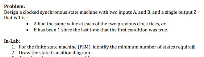 Solved Problem: Design a clocked synchronous state machine | Chegg.com