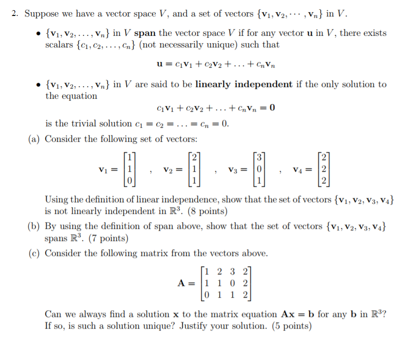 Solved Using the definition of linear independence, show | Chegg.com
