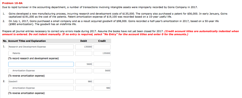 Solved Problem 10-8A Due to rapid turnover in the accounting | Chegg.com