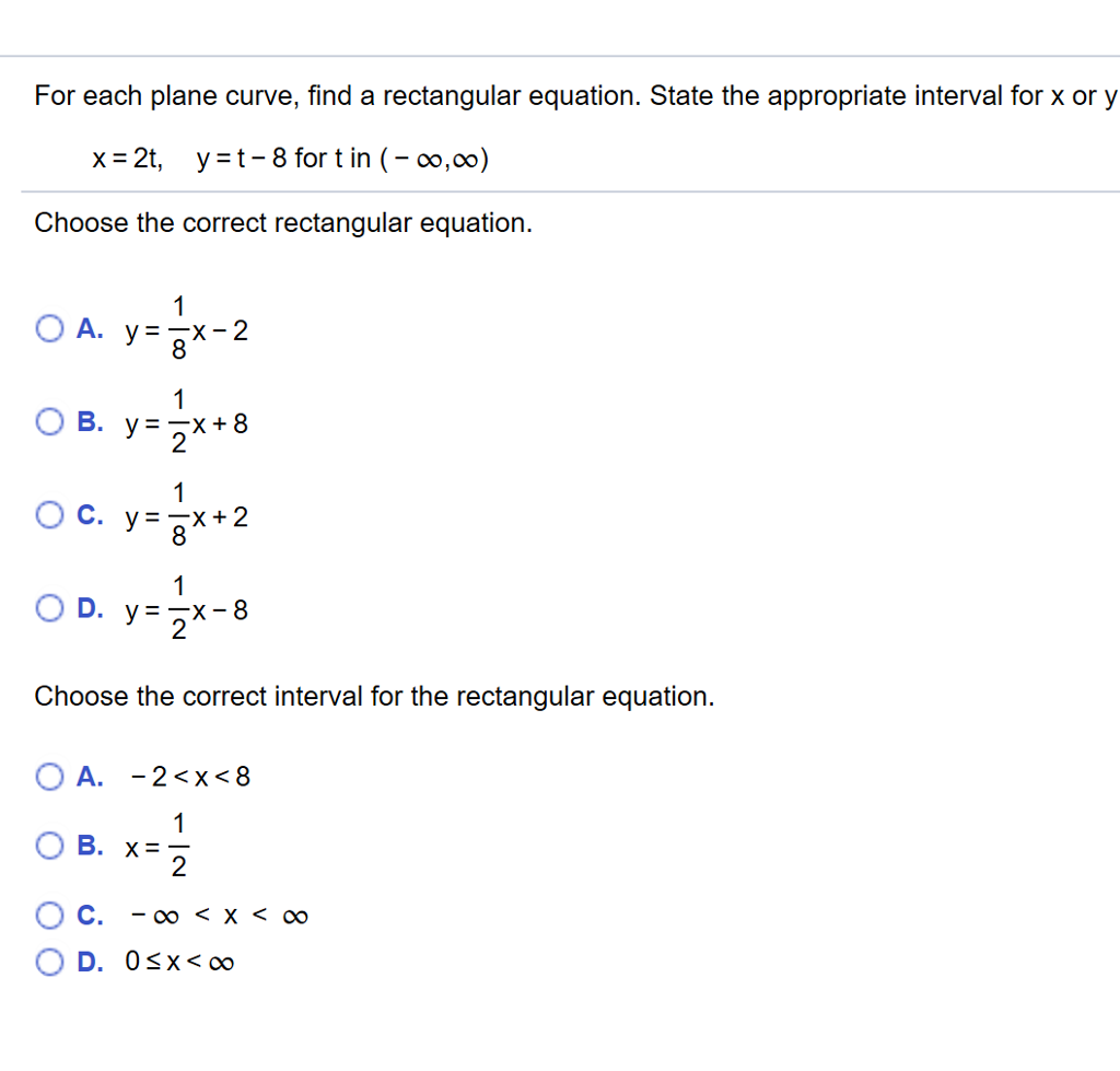 Solved For each plane curve, find a rectangular equation. | Chegg.com