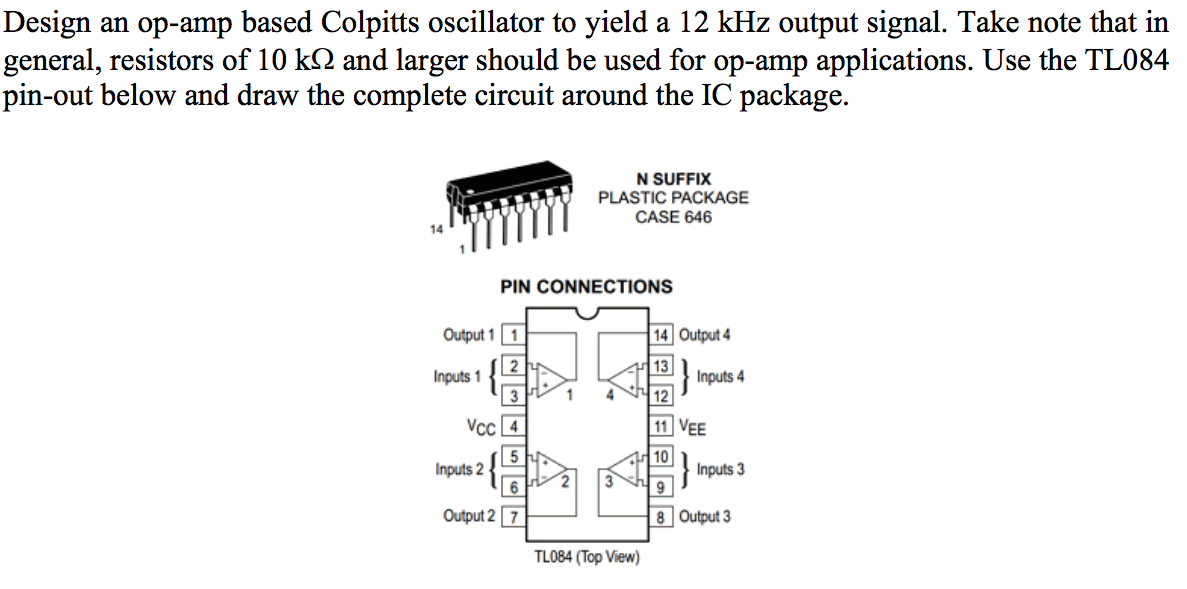 Solved Design an op-amp based Colpitts oscillator to yield a | Chegg.com