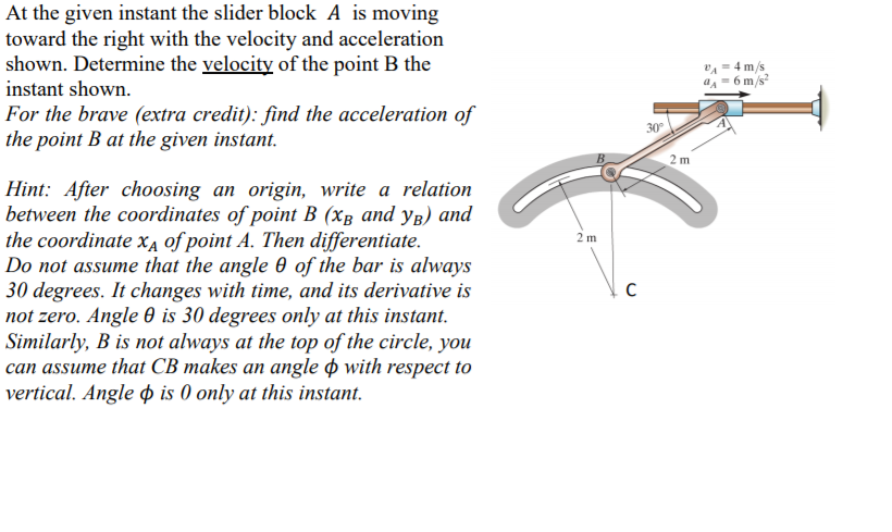 Solved At the given instant the slider block A is moving | Chegg.com