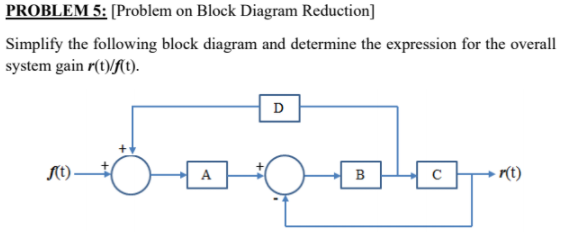 Solved PROBLEM 5: [Problem on Block Diagram Reduction] | Chegg.com