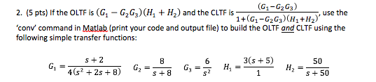 Solved 2. (5 pts) If the OLTF is (G1-G2GCHH2) and the CLTF | Chegg.com