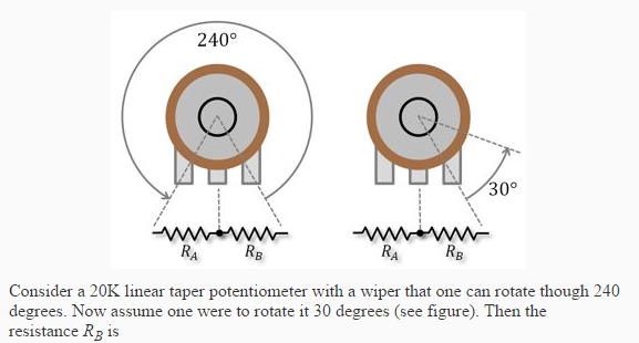 Solved Consider a 20K linear taper potentiometer with a | Chegg.com