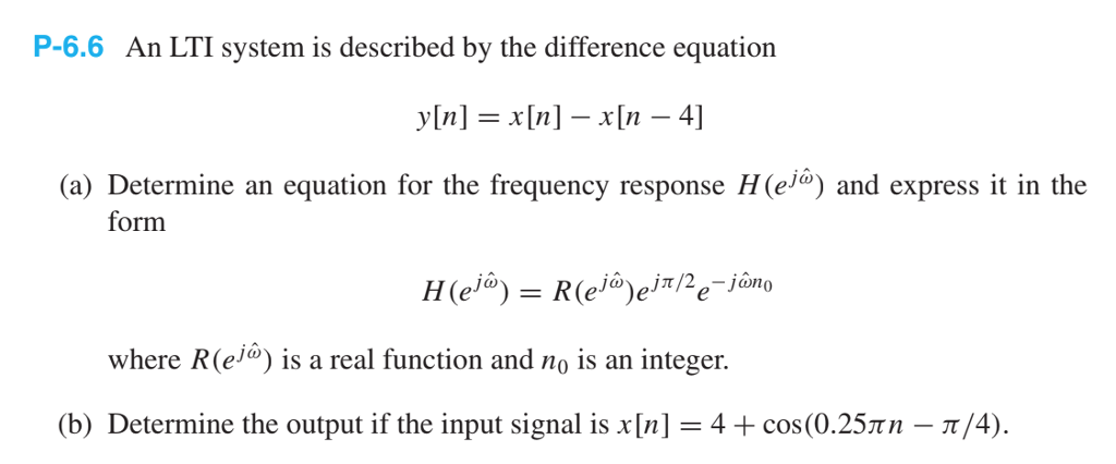 Solved P-6.6 An LTI system is described by the difference | Chegg.com