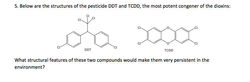 Solved 5. Below are the structures of the pesticide DDT and | Chegg.com