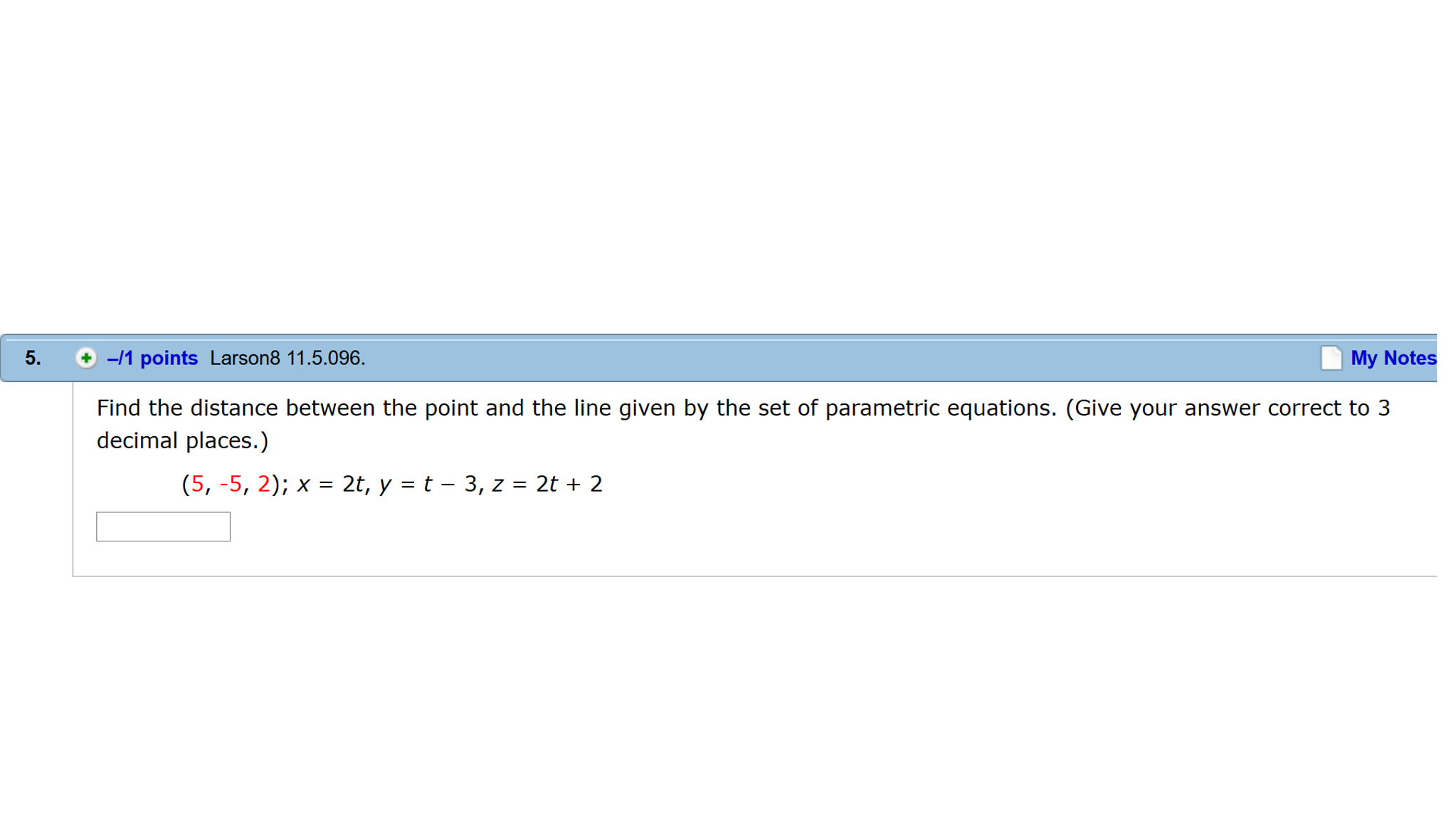 Solved Find the distance decimal point and the line given by | Chegg.com