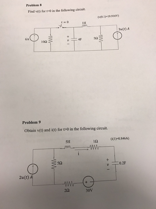 Solved Find v(t) for t >0 in the following circuit. Obtain | Chegg.com