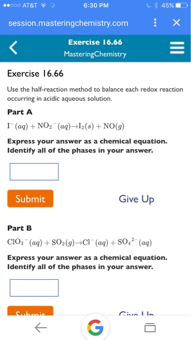 Solved Use the half-reaction method to balance each redox | Chegg.com