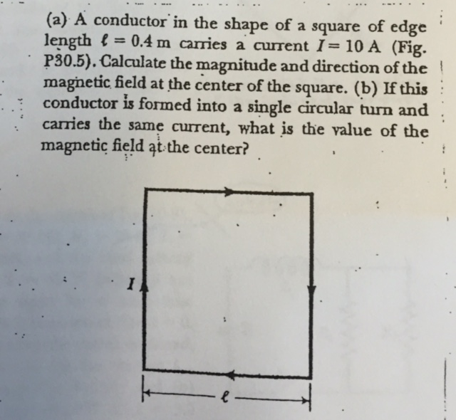 Solved A conductor in the shape of a square of edge length L | Chegg.com