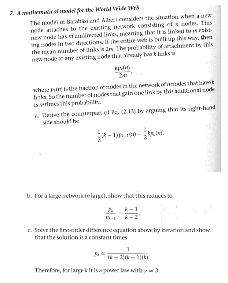 Solved 7. A mathematical model for the World Wide Web The | Chegg.com