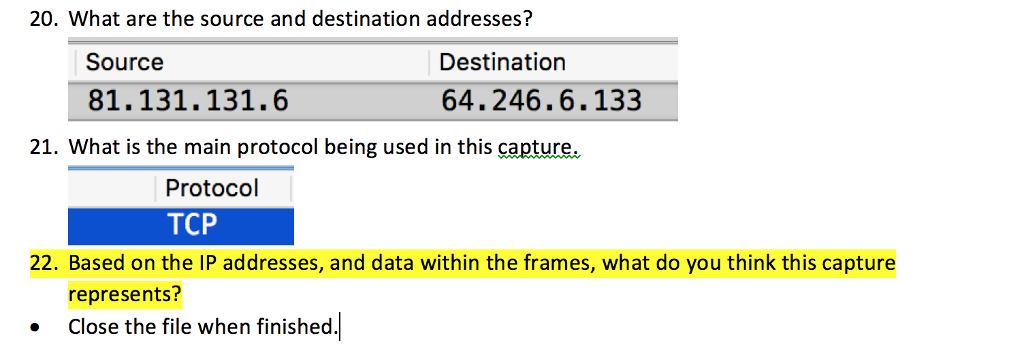 Solved 5. What are the source and destination IP addresses? | Chegg.com