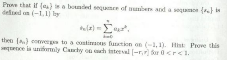 Solved Prove that if (as) is a bounded sequence of numbers | Chegg.com